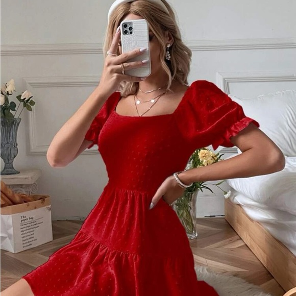 Rebellious Rose | Dresses | Swiss Dot Tie Backless Ruffle Hem Dress ...
